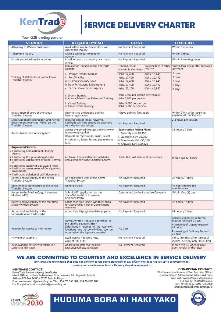 Service Delivery Charter – KenTrade
